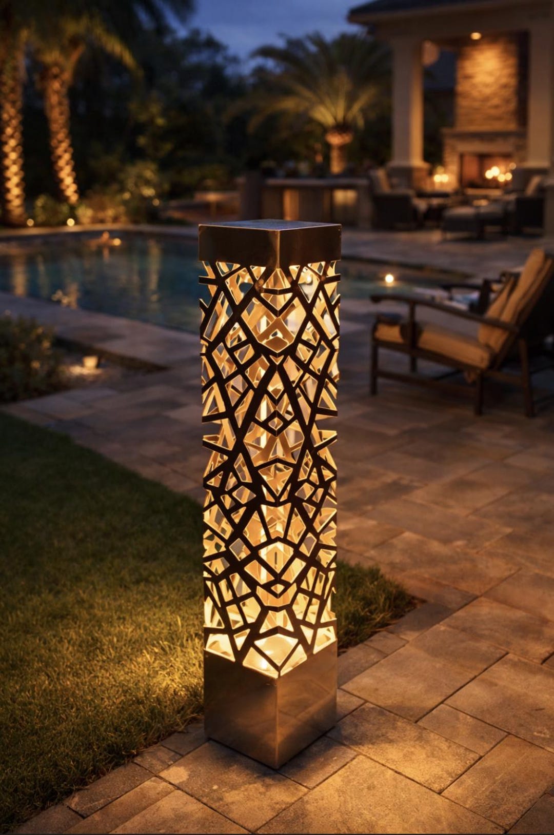 Metal Garden Column Lamp: Weatherproof RGB Lighting, Yard Art - Etsy