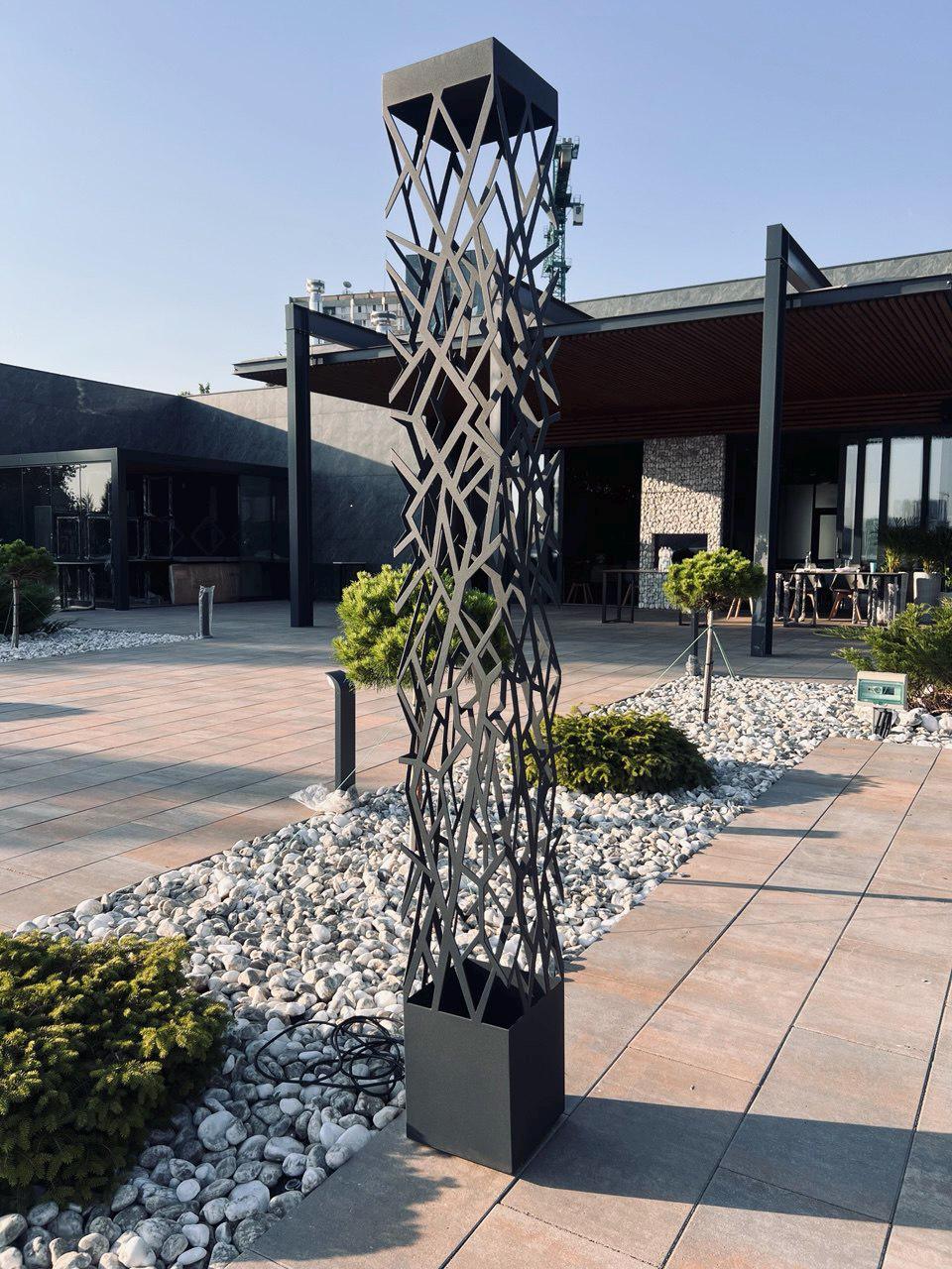 LED Backlit Metal Garden Column | Laser Cut Outdoor Sculpture Light ...