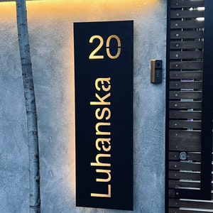 Outdoor Sign, Custom House Number Sign, Weatherproof LED House Number ...