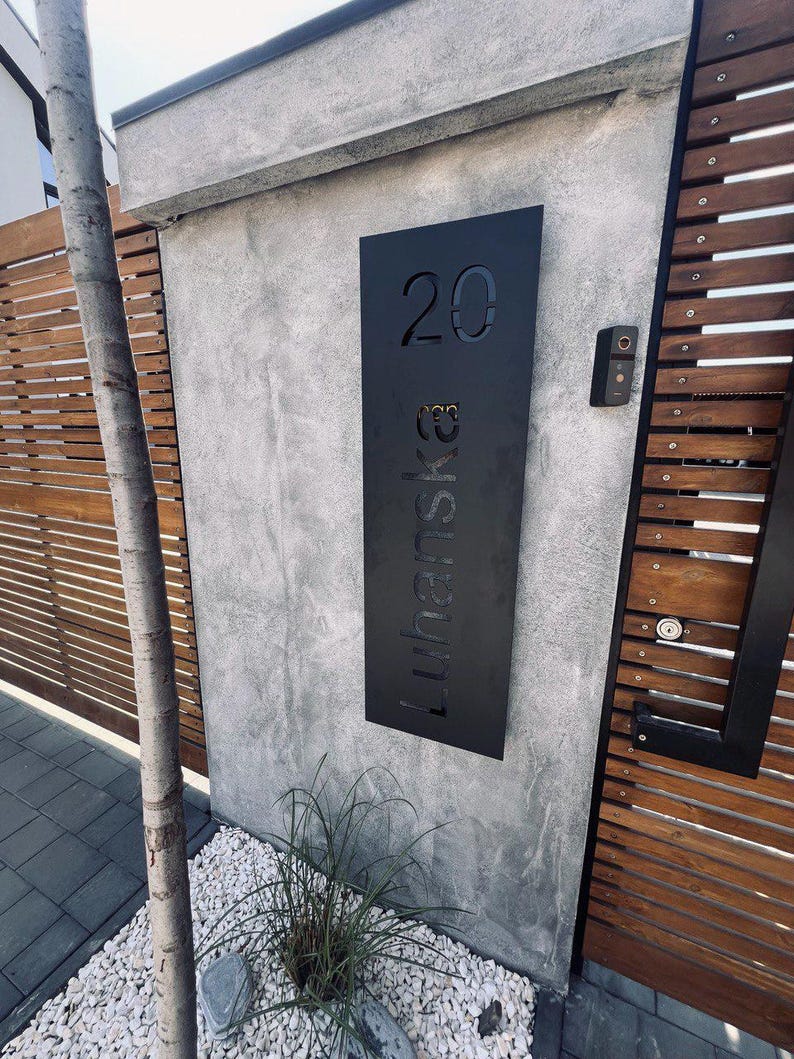 Custom Backlit Metal Address Sign | Modern Architectural House Number ...