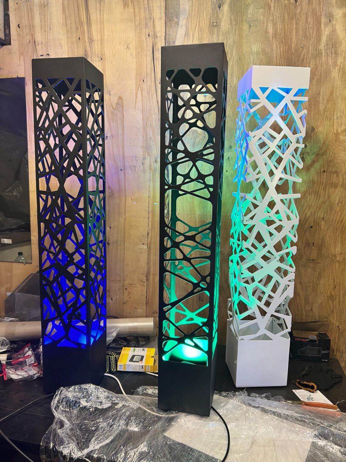 Custom Backlit Metal LED Column Lamp | Modern Outdoor Architectural ...