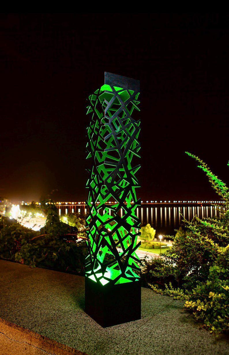 Modern Backlit Metal Column | Landscape Architectural Lighting - Etsy