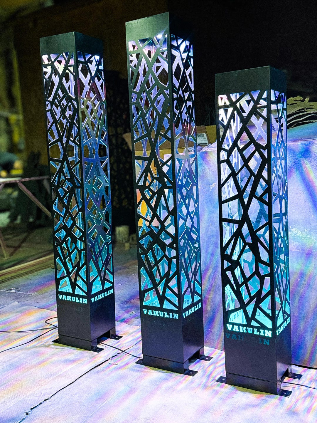 Custom Backlit Metal LED Column Lamp | Modern Outdoor Architectural ...