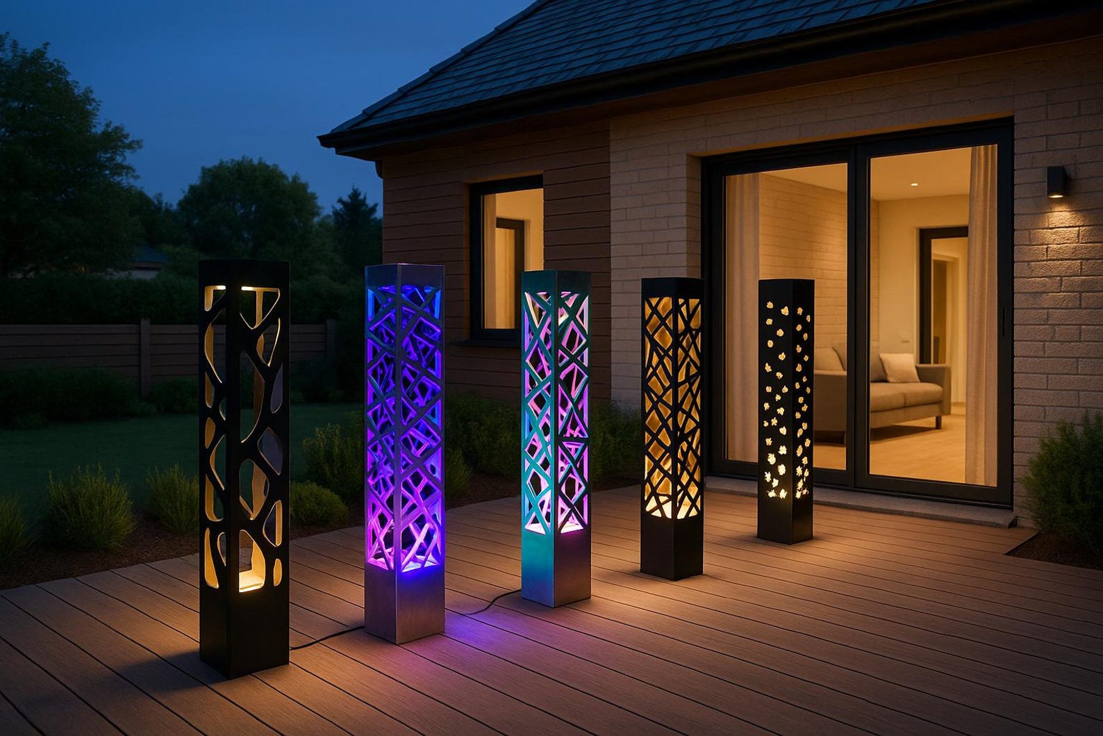 RGB Metal Garden Column Lamp for Outdoor&indoor Spaces | Fairy Lights ...