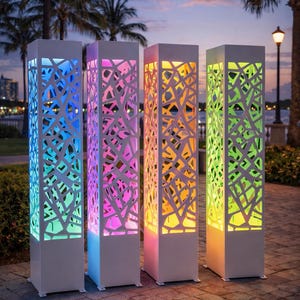 RGB Metal Garden Column Lamp for Outdoor&indoor Spaces | Fairy Lights ...
