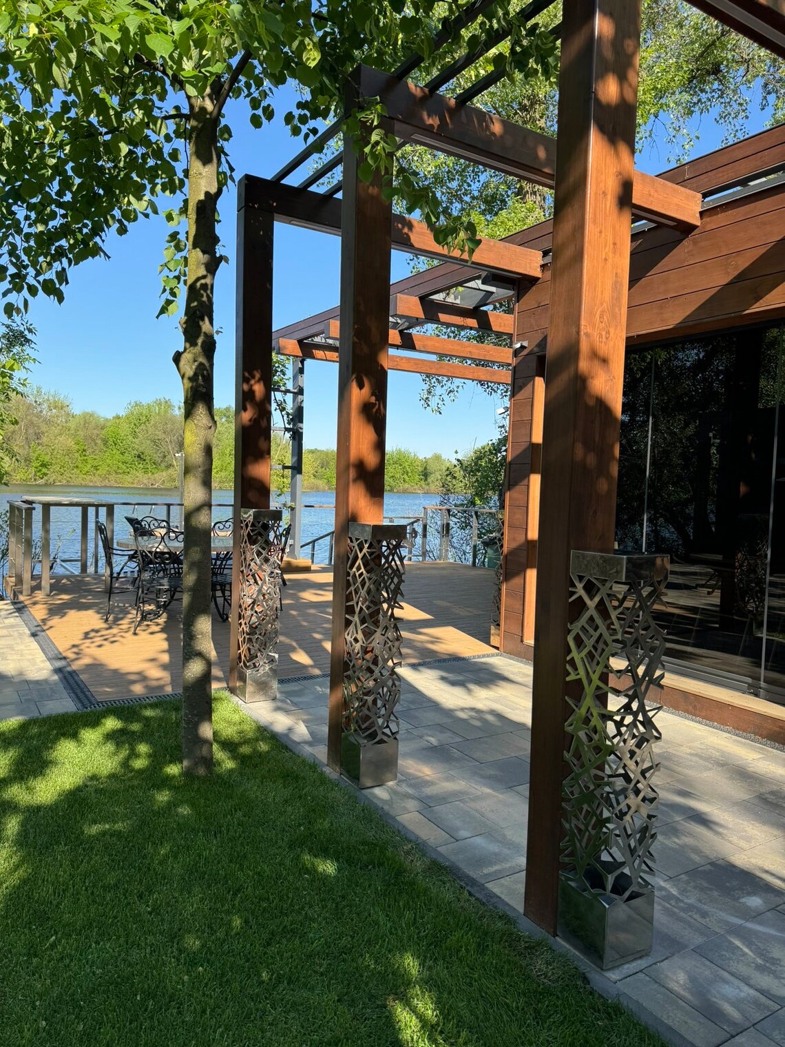 Modern Loft Lamp, Outdoor Decor, Metal Yard Art, Geometric Lamp ...