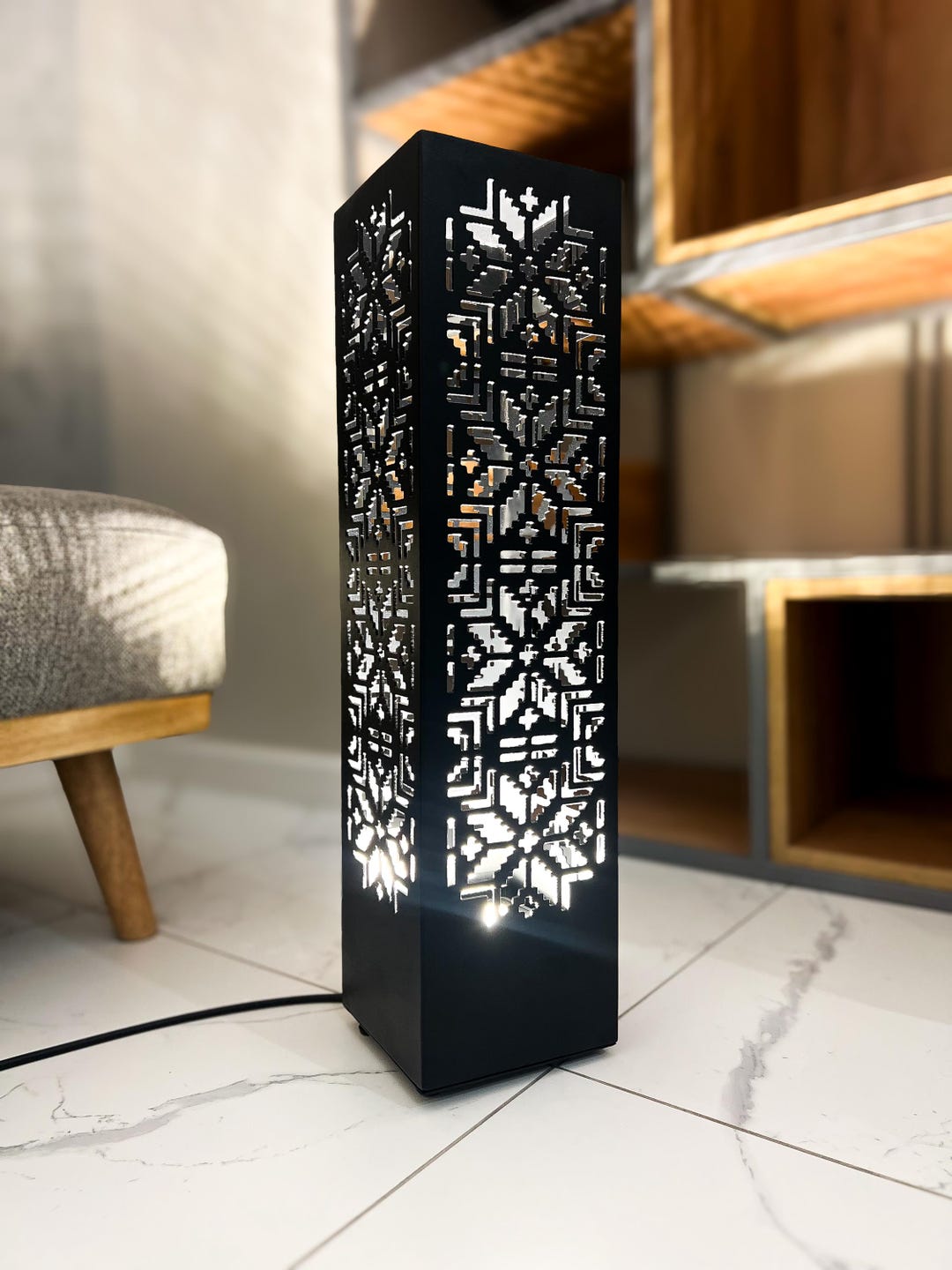 Modern Metal Lamp, Small Space Decor, Handmade Room Lighting, Bedside ...