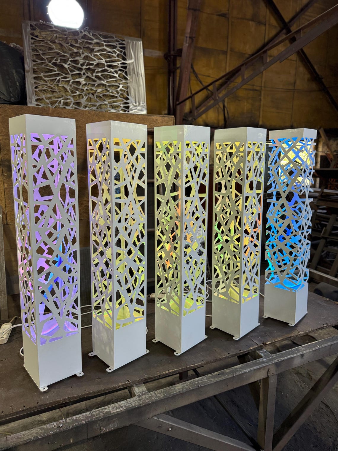 Custom Backlit Metal LED Column Lamp | Modern Outdoor Architectural ...