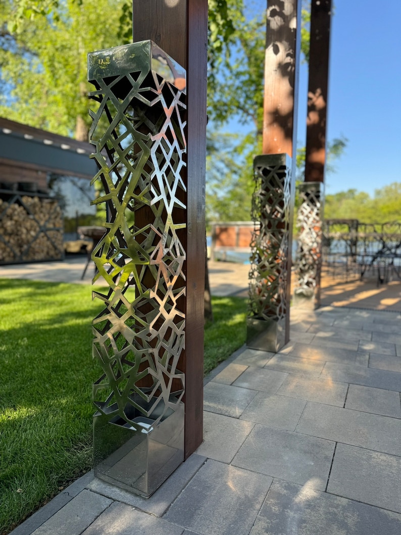 Modern Loft Lamp, Outdoor Decor, Metal Yard Art, Geometric Lamp ...