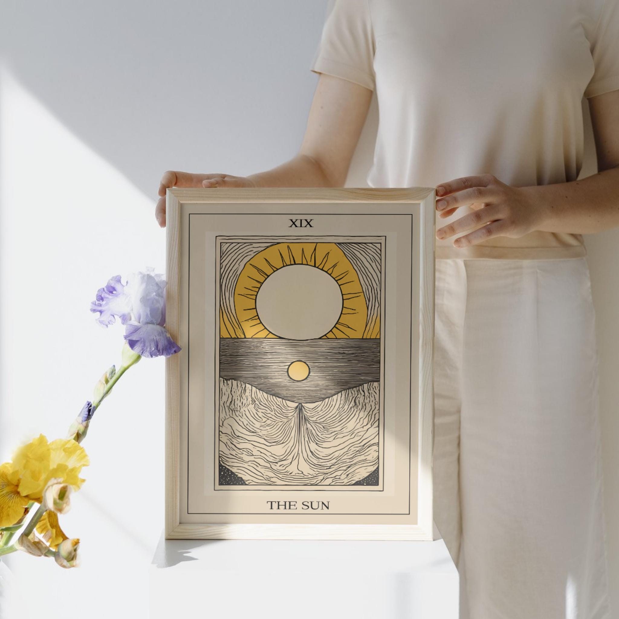 The Sun, Tarot Card Print, the Sun Poster, Spiritual Art, Illustration ...