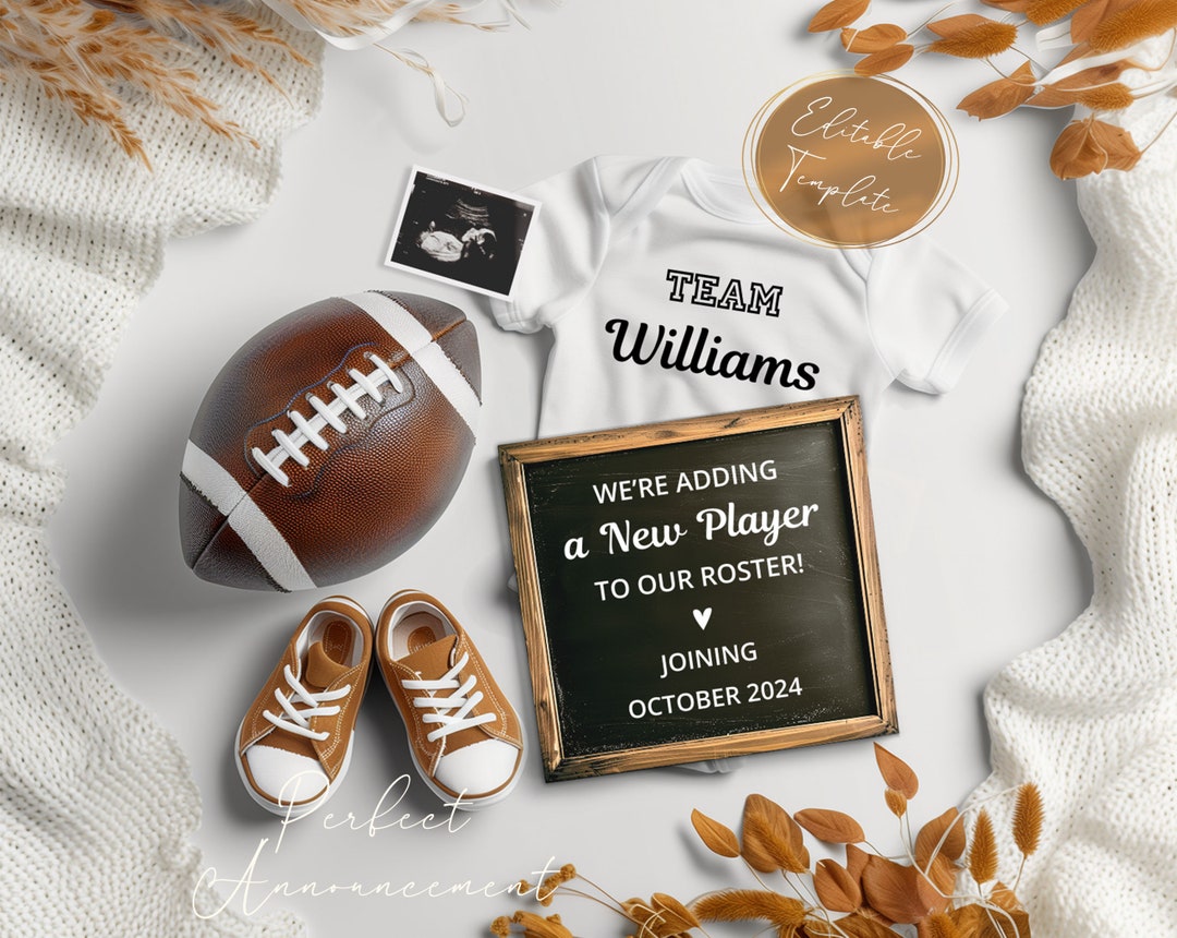 Simple Football Pregnancy Announcement Digital Template Canva, Editable ...