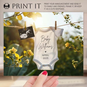 Simple Spring Pregnancy Announcement Digital Canva Template, Editable ...