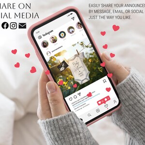 Simple Spring Pregnancy Announcement Digital Canva Template, Editable ...