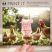 Simple Chicken Pregnancy Announcement Digital Template, Pink Baby Girl ...