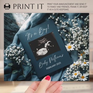 It's a Boy Baby Gender Reveal, Simple Pregnancy Announcement Digital ...