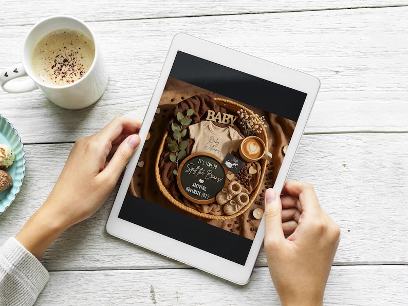 Simple Coffee Pregnancy Announcement Digital Template for Coffee Lover ...