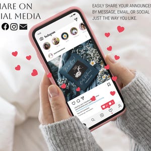 It's a Boy Baby Gender Reveal, Simple Pregnancy Announcement Digital ...