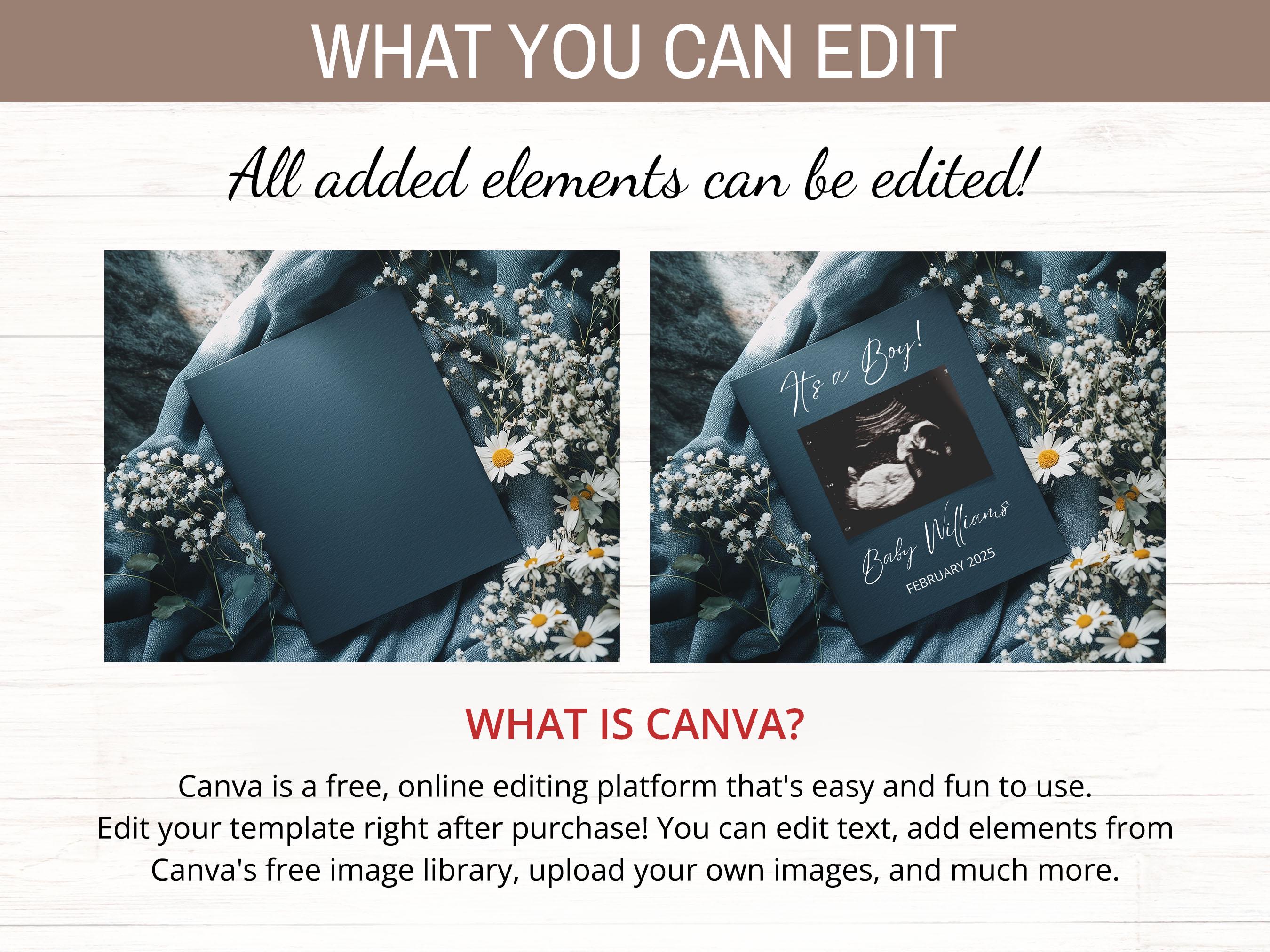 It's a Boy Baby Gender Reveal, Simple Pregnancy Announcement Digital ...