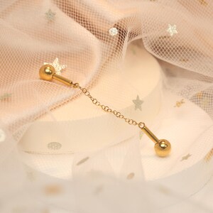 Industrial Barbell Scaffold Barbell 14G 45mm Chain 316L Surgical Steel ...