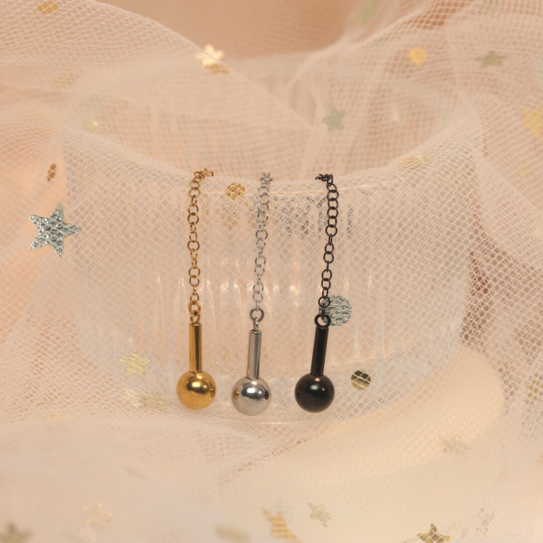 Industrial Barbell Scaffold Barbell 14G 45mm Chain 316L Surgical Steel ...