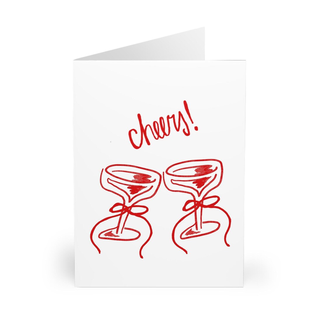 Retro Cheers Champagne Greeting Cards (5 Pack) - Etsy