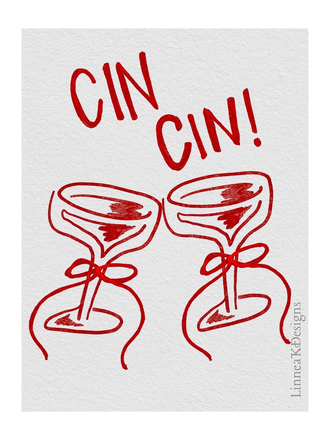 Retro Red Cin Cin Cheers Champagne Print DIGITAL DOWNLOAD - Etsy