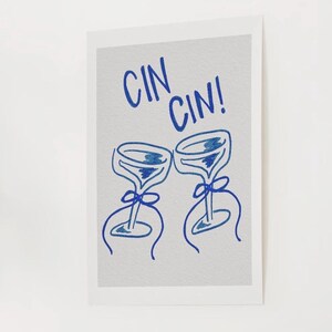 Retro Blue Cin Cin Cheers Champagne Print (DIGITAL DOWNLOAD) - Etsy