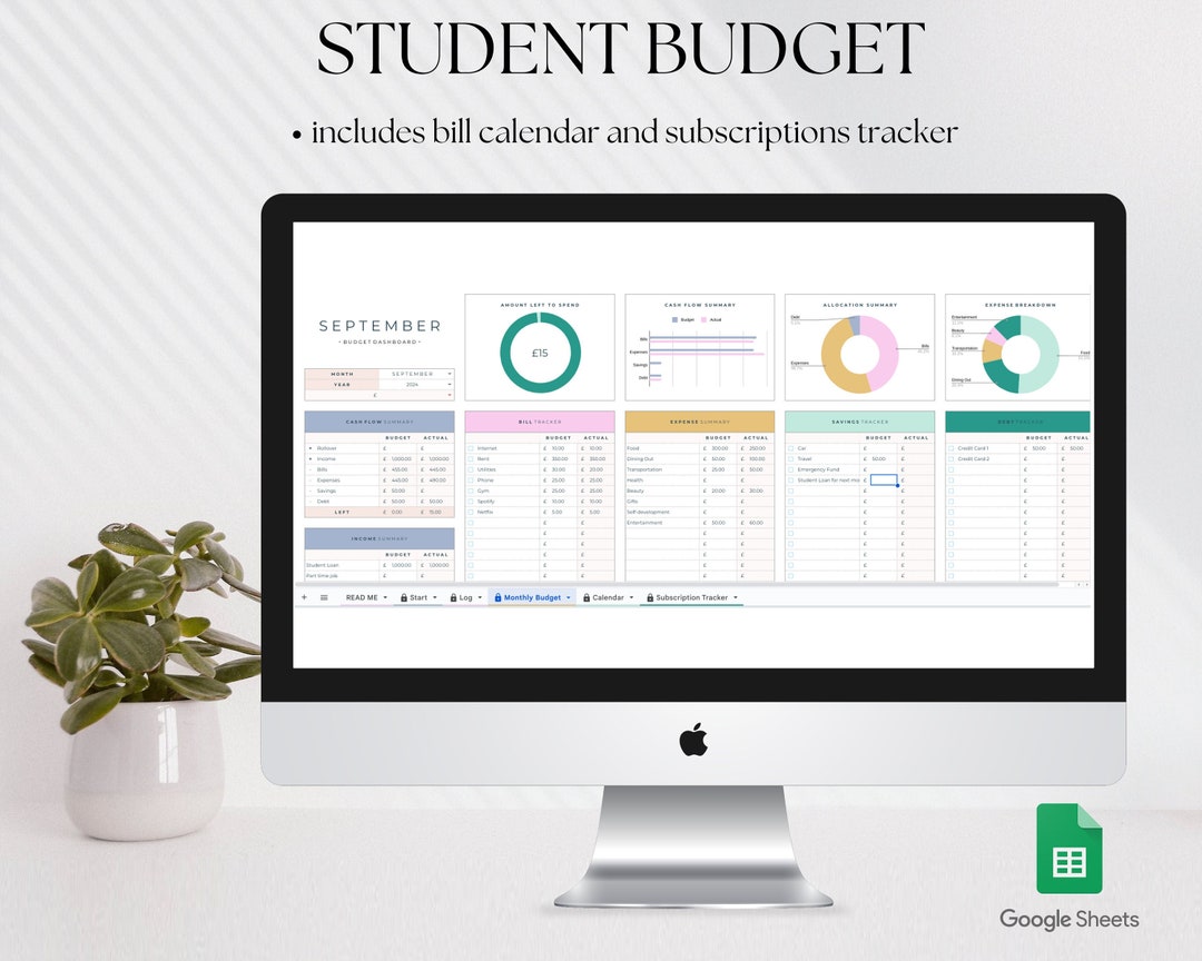 Student Budget Spreadsheet Google Sheets Budget Planner Spreadsheet ...