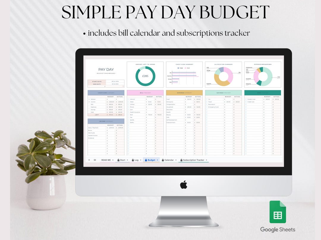 Payday Budget Spreadsheet Google Sheets Paycheck Budget Planner ...