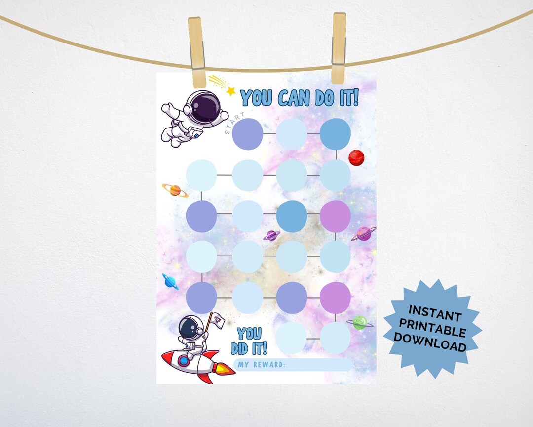 Reward Chart for Kids Fun and Motivating Instant Digital Download SPACE ...