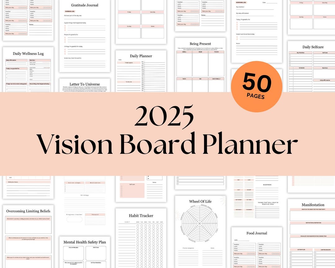 2025 Vision Board Planner | Manifestation Planner | Goal Setting ...