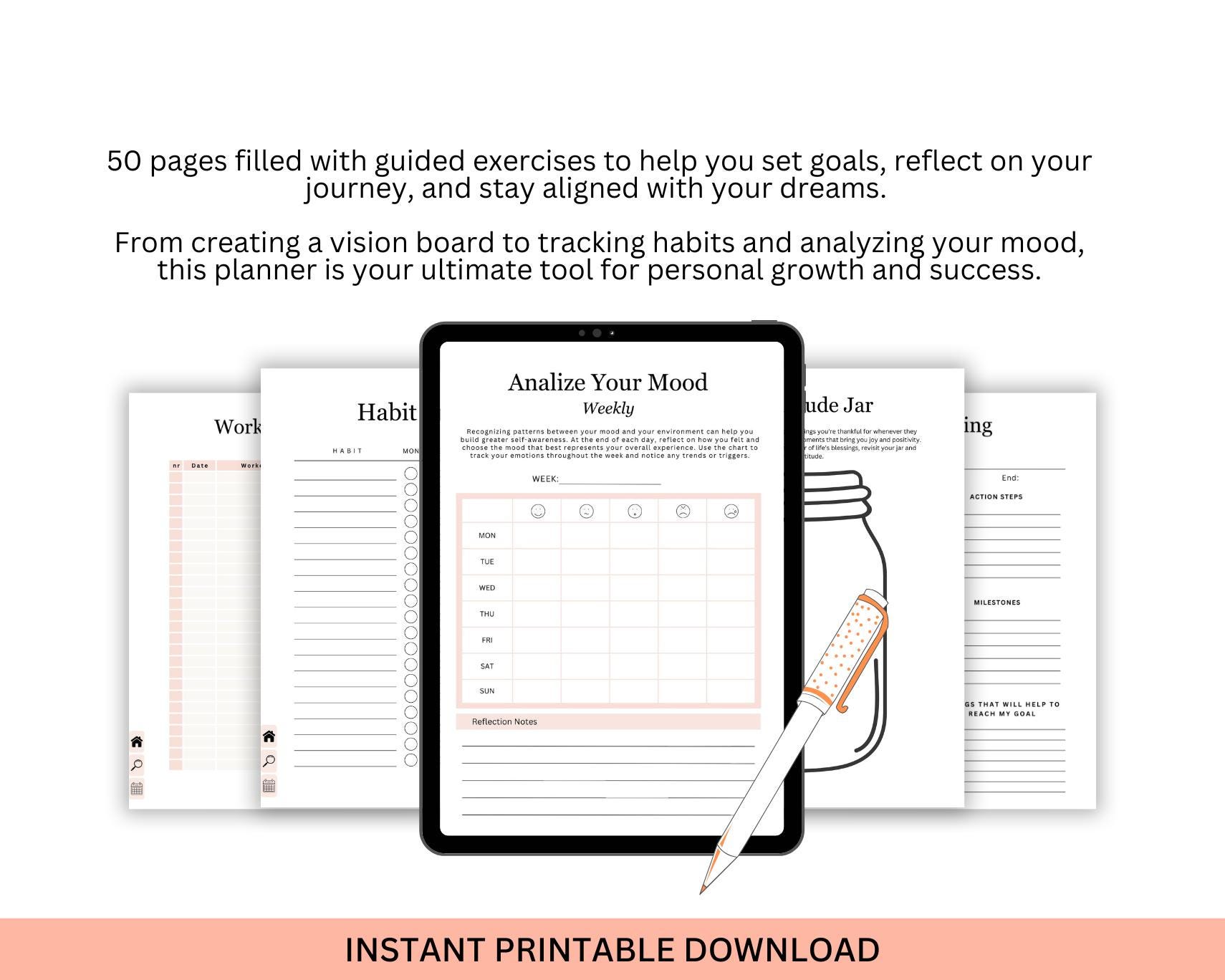 2025 Vision Board Planner | Manifestation Planner | Goal Setting ...