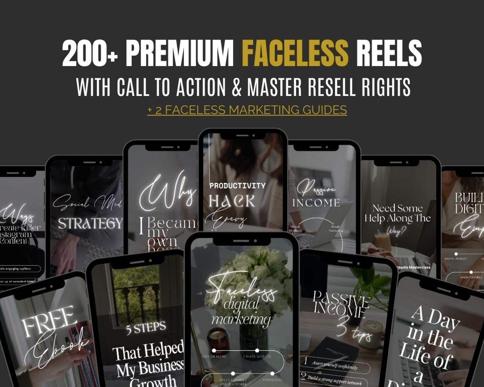 200+ Premium Faceless Reels I Boss Babe Story Master Resell Rights MRR ...