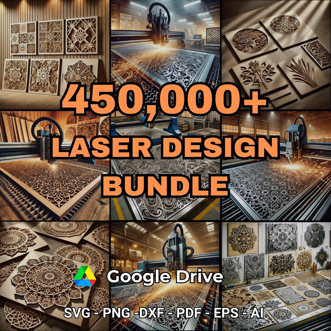 450,000+ Laser Cut Design Bundle Files 3D & 2D, Engraving Patterns ...