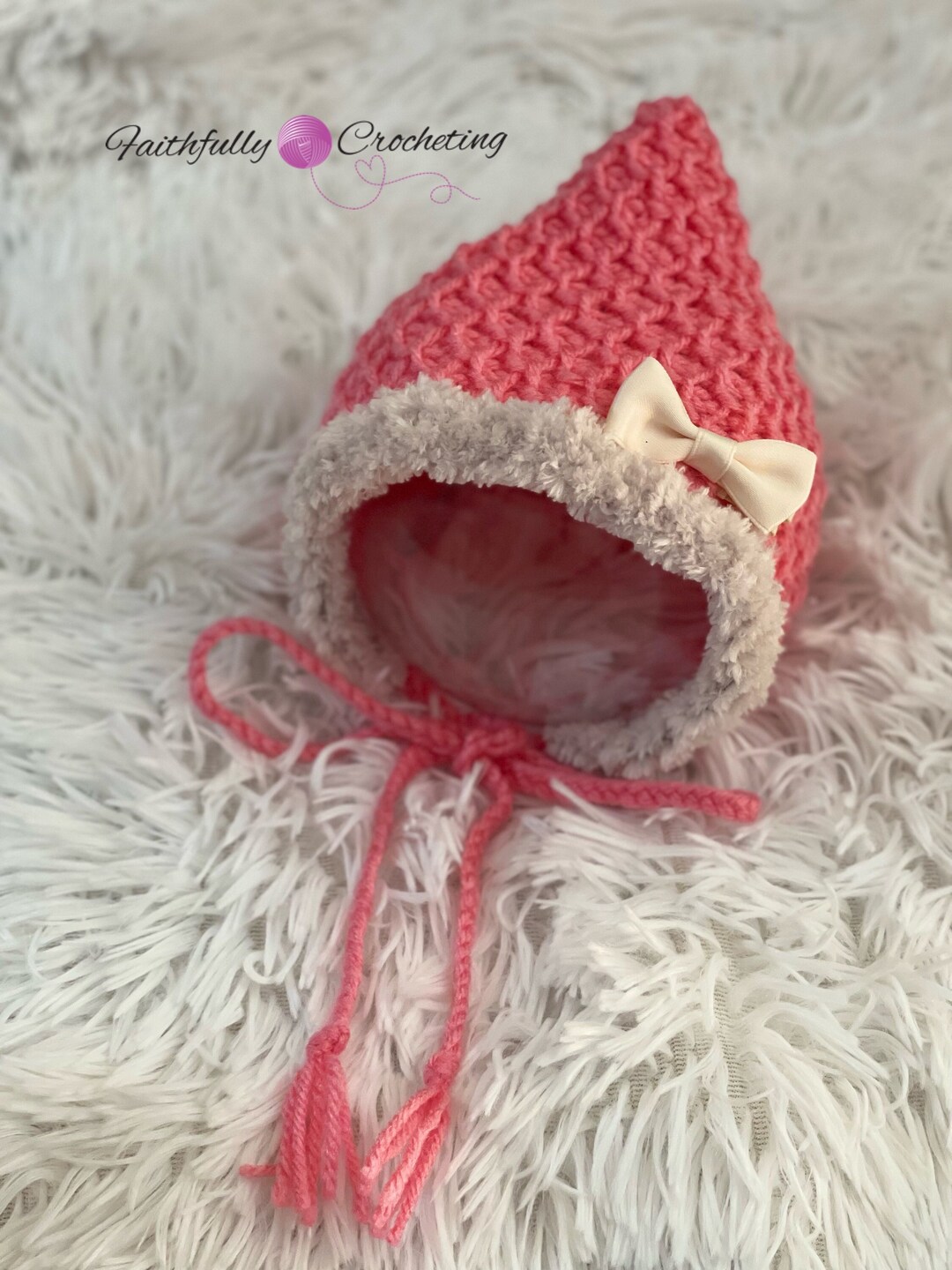 0/3 Months Pink Pixie Bonnet, Photography Prop, Ready to Ship, Baby ...
