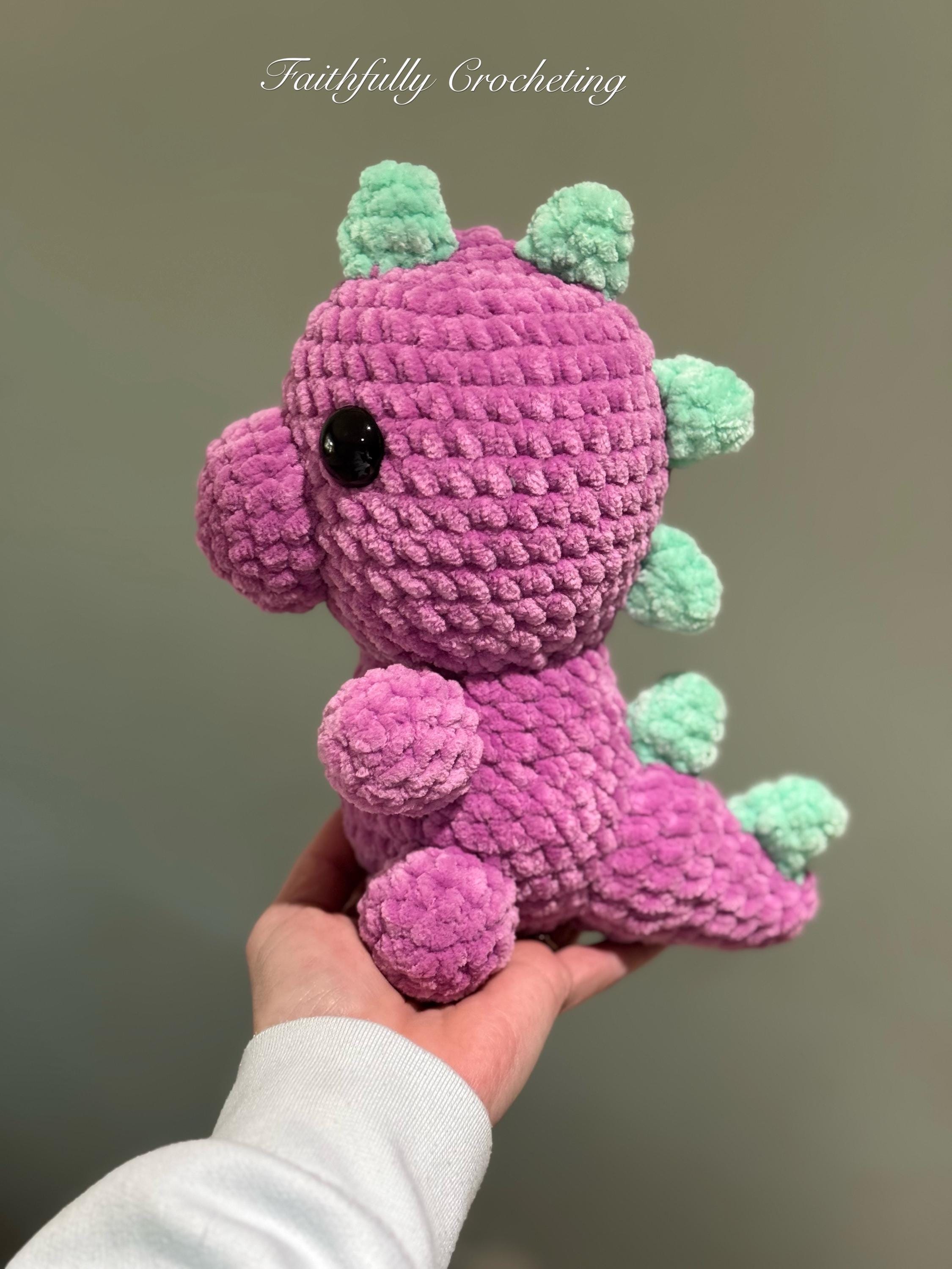 Plush Dino, Pink Dinosaur, Plushie, Ready to Ship, Crocheted Stuffed ...