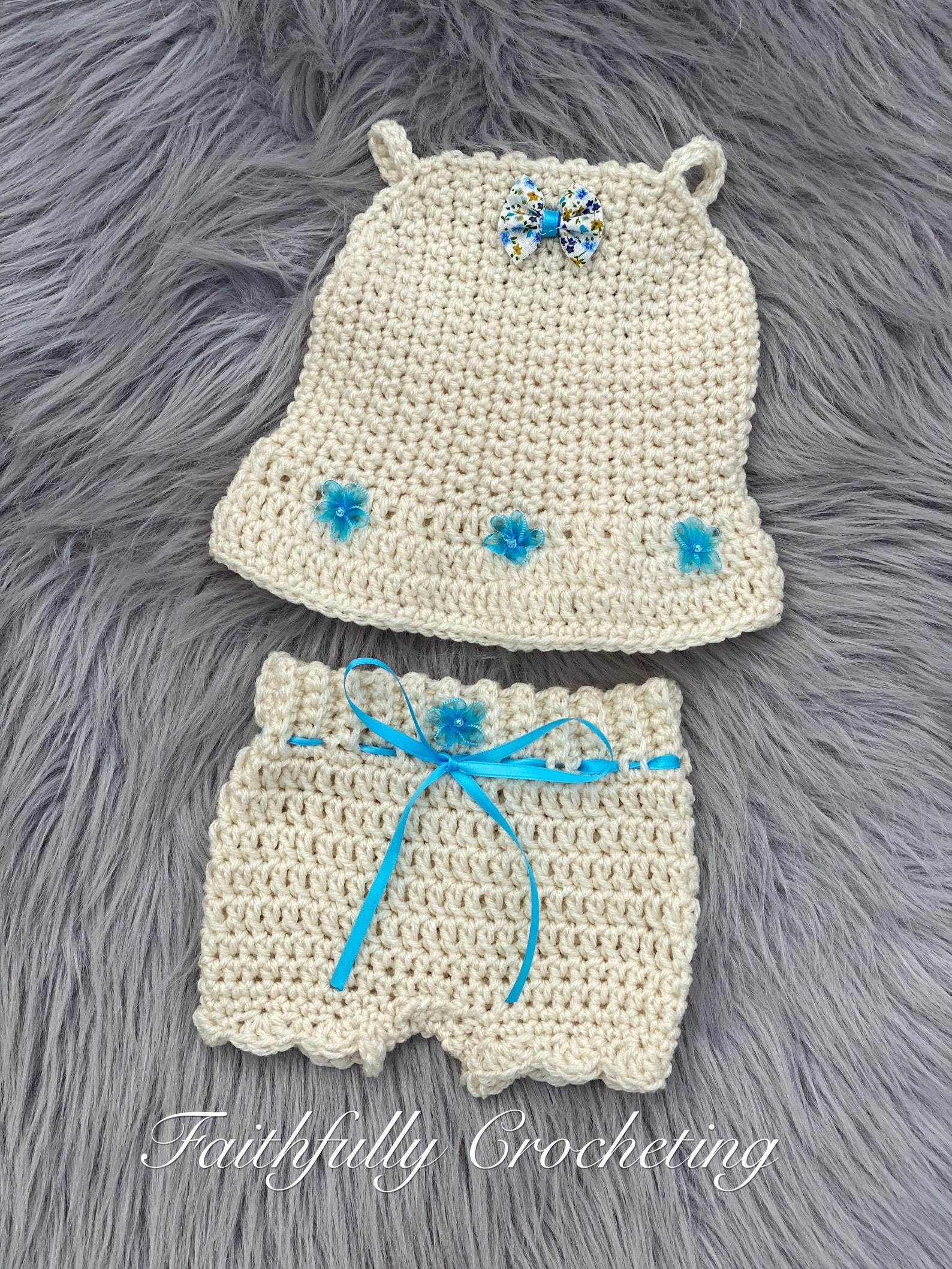 0/3 Months Boomers With Matching Tank Top, Crochet Baby Girl Outfit ...