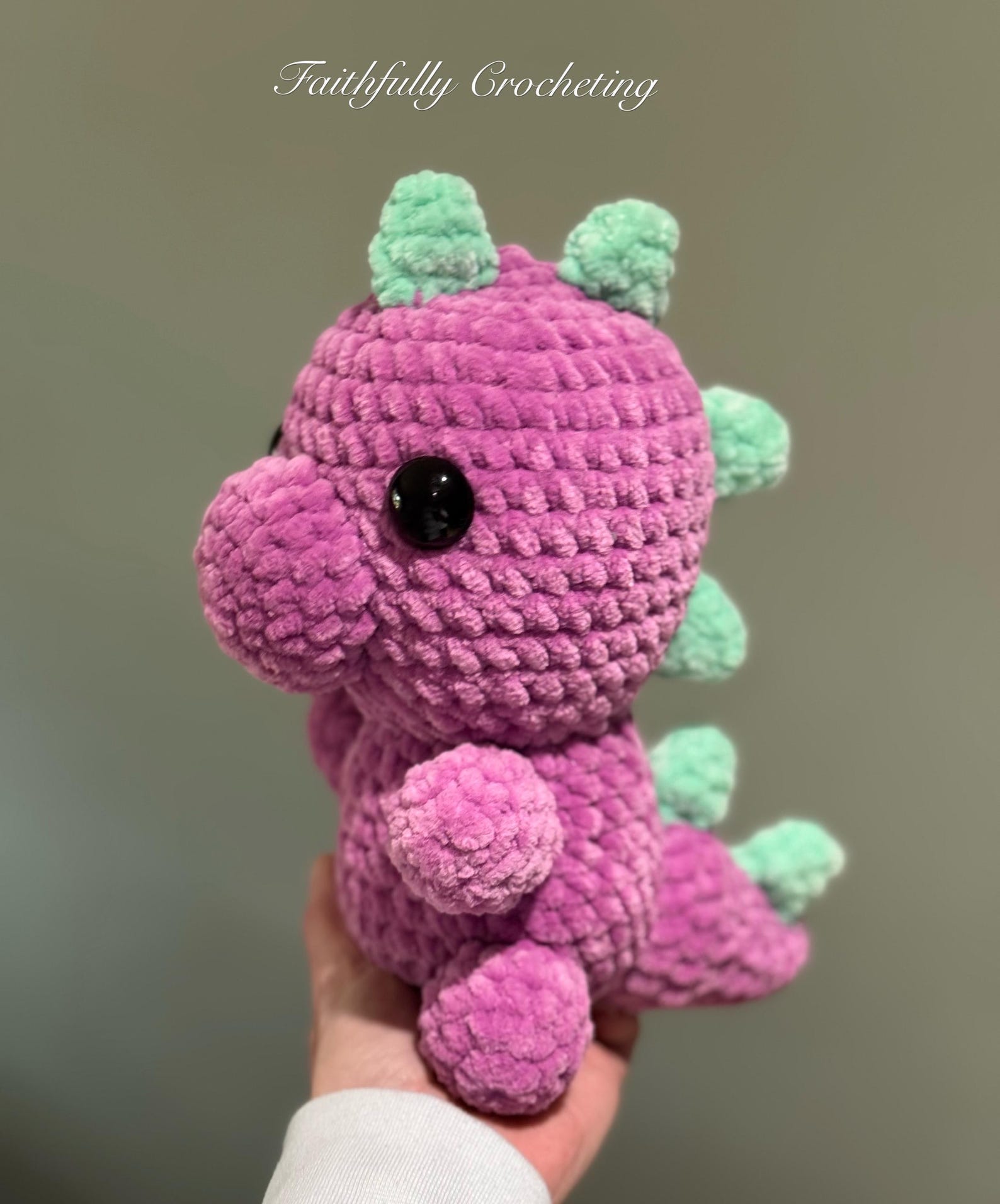 Plush Dino, Pink Dinosaur, Plushie, Ready to Ship, Crocheted Stuffed ...