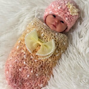 Micro Preemie Reborn Outfit, Pastel Hat, Mini Crocheted Cocoon Set ...