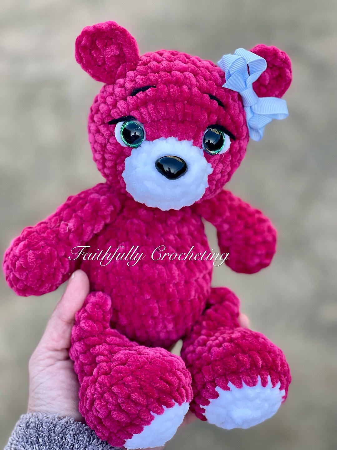 Plush Teddy Bear, Stuffed Animal, Fushia Bear, Ready to Ship, Plush ...