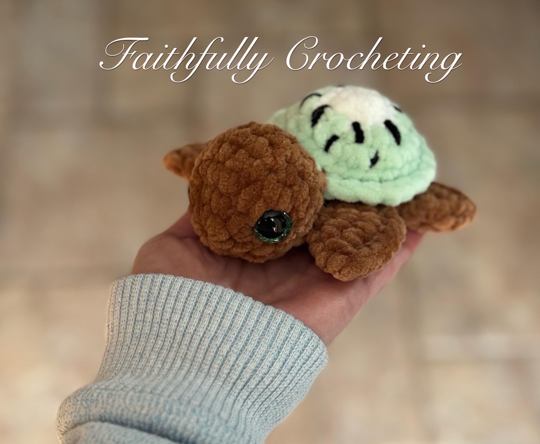 Crocheted Baby Turtle, Amigurumi Turtle, Turtle Plushie, Ready to Ship ...
