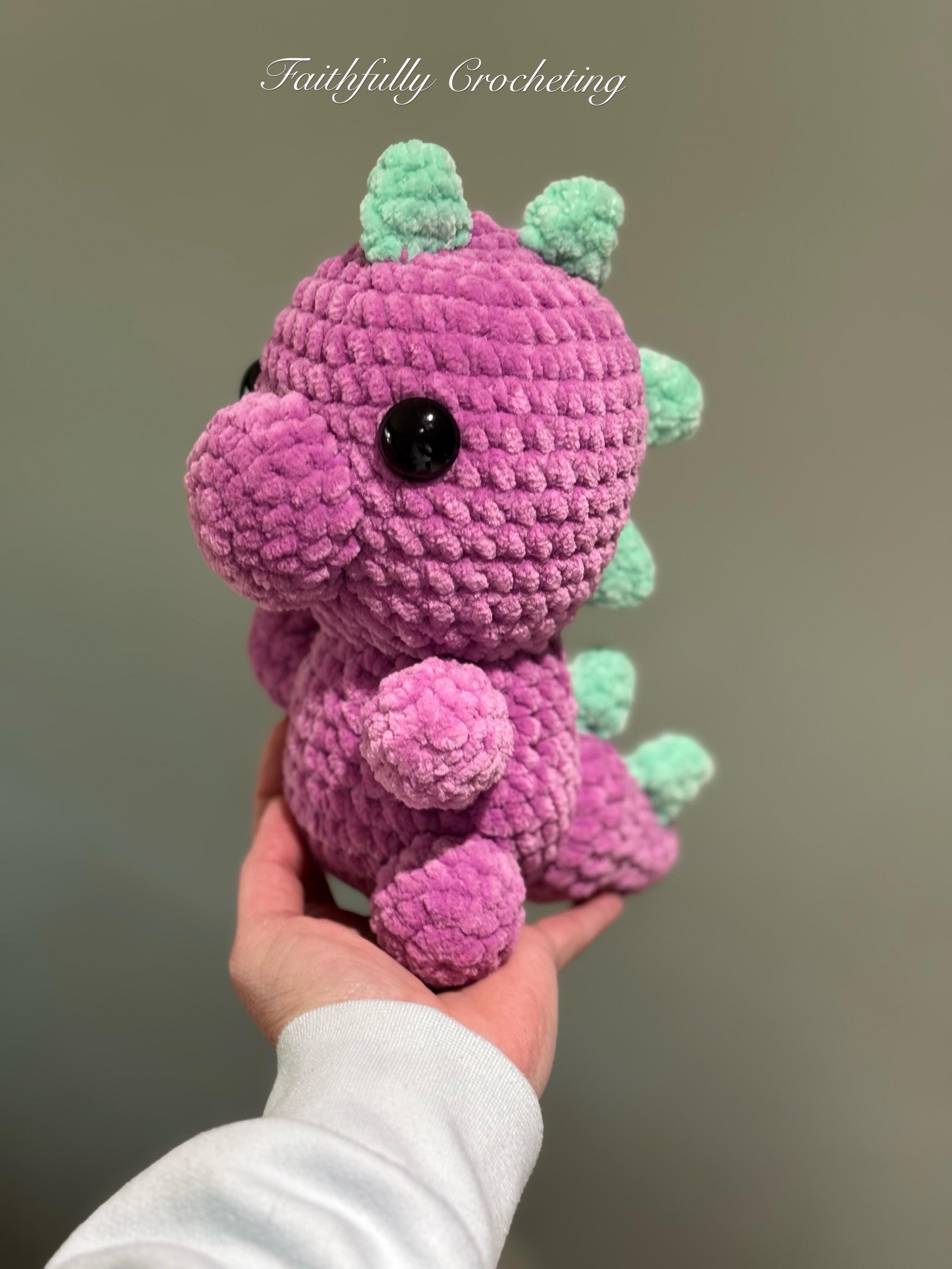 Plush Dino, Pink Dinosaur, Plushie, Ready to Ship, Crocheted Stuffed ...