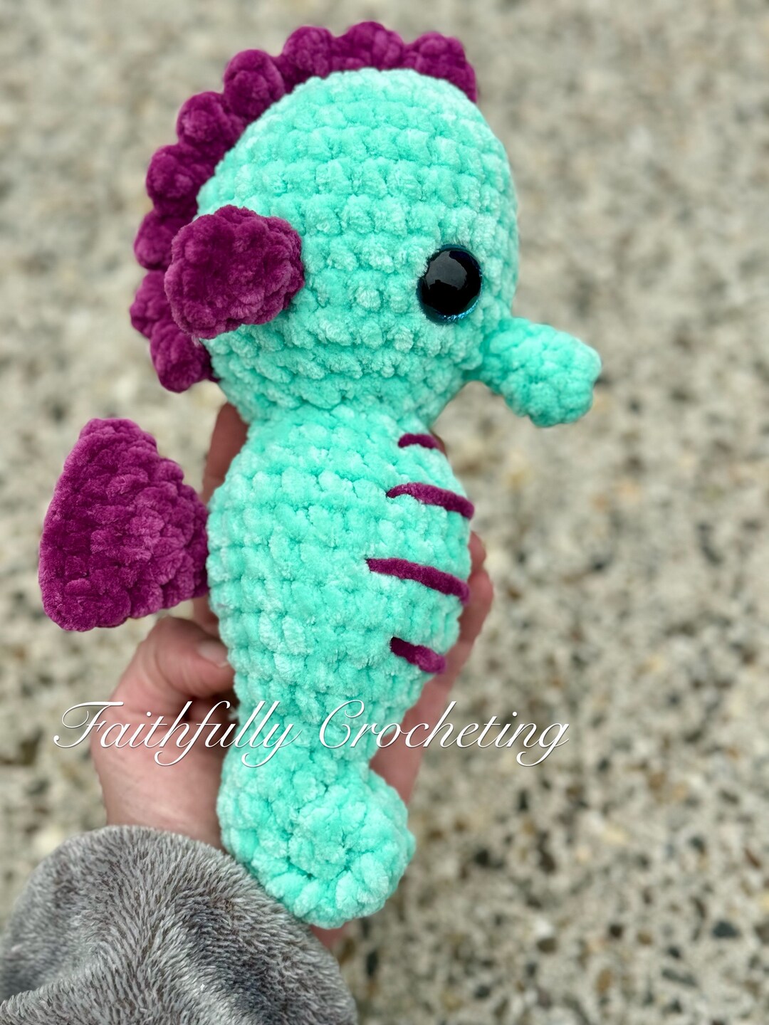Mint Seahorse, Plush Seahorse, Ready to Ship, Crocheted Stuffed Animal ...