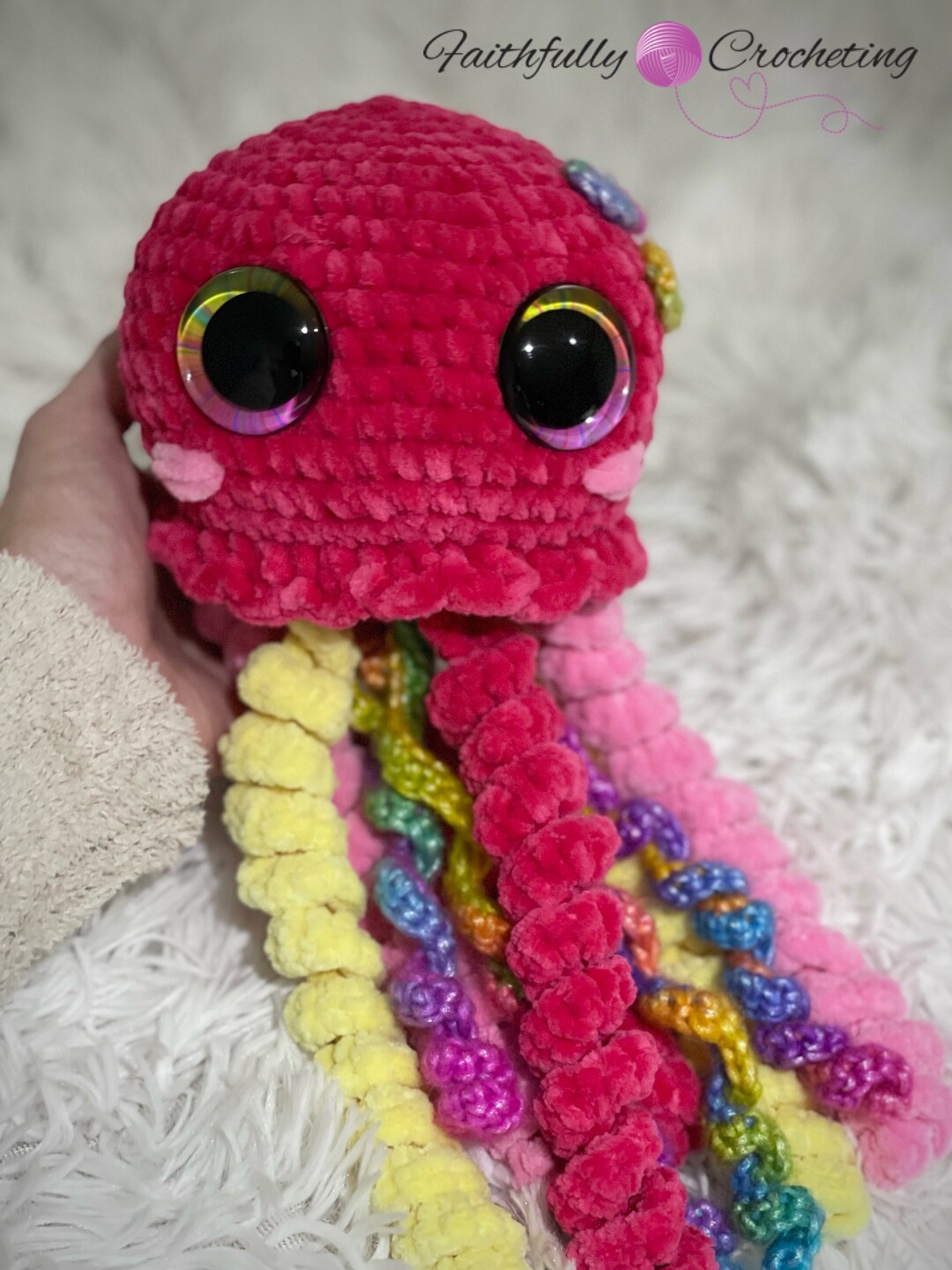 Bright Pink and Rainbow Jellyfish Crocheted Plushie Plush - Etsy