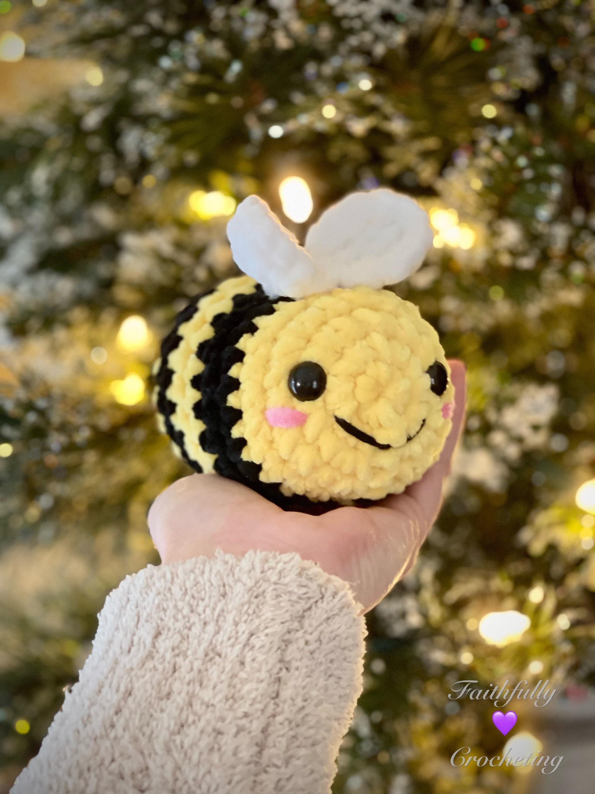 Crocheted Bee, Chenille Happy Bee, Ready to Ship, Bee Amigurumi ...