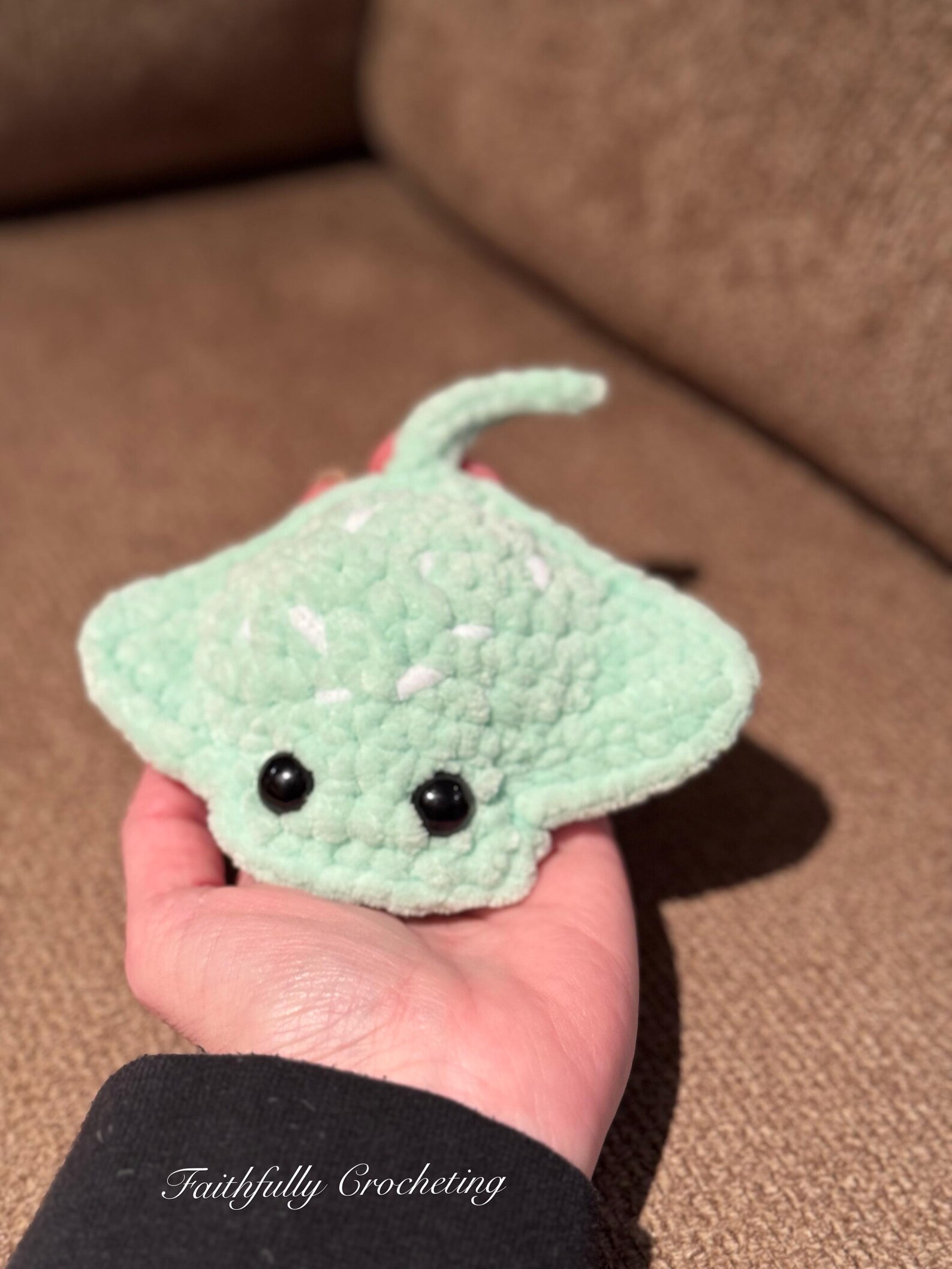 Baby Stingray, Plush Light Sage Green Stingray, Stuffed Animal ...