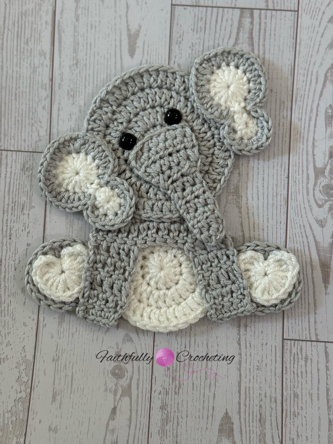 Baby Elephant Appliqué, Cotton Elephant, Blanket Appliqué, Cotton Baby ...