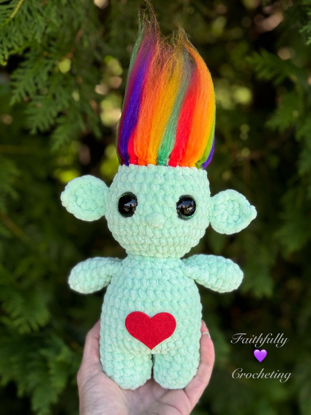 Rainbow Troll, Plush Troll, Rainbow Heart Troll, Plushie, Ready to Ship ...