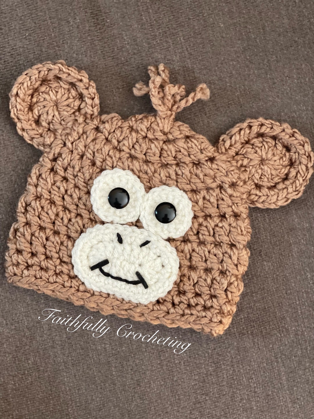 Newborn Monkey Hat, Ready to Ship, Monkey Beanie, Monkey Baby Hat ...