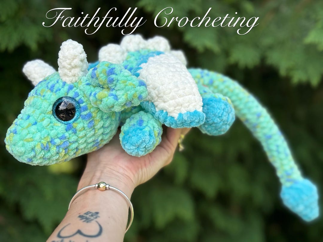 Large Dragon, Plush Dragon, Stuffed Animal, Ready to Ship Plushie, Blue ...